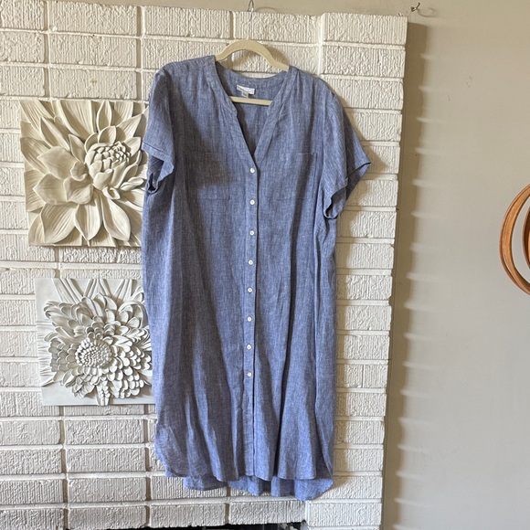 J. Jill | Dresses | J Jill Light Blue Linen Summer Dress | Poshmark
